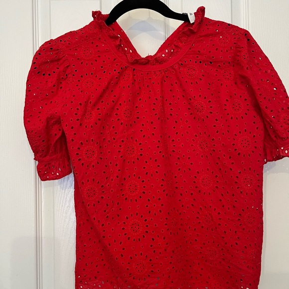 Madewell | Tops | Madewell Red Eyelet Shirt | Poshmark